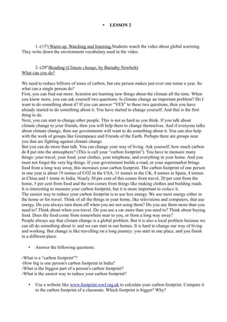 Lesson plan about global warming. Subject: English. Spanish team | PDF