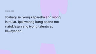 Lesson plan_ ESP Grade 7 Natutukoy ang kanyang mga talento at kakayahan ...