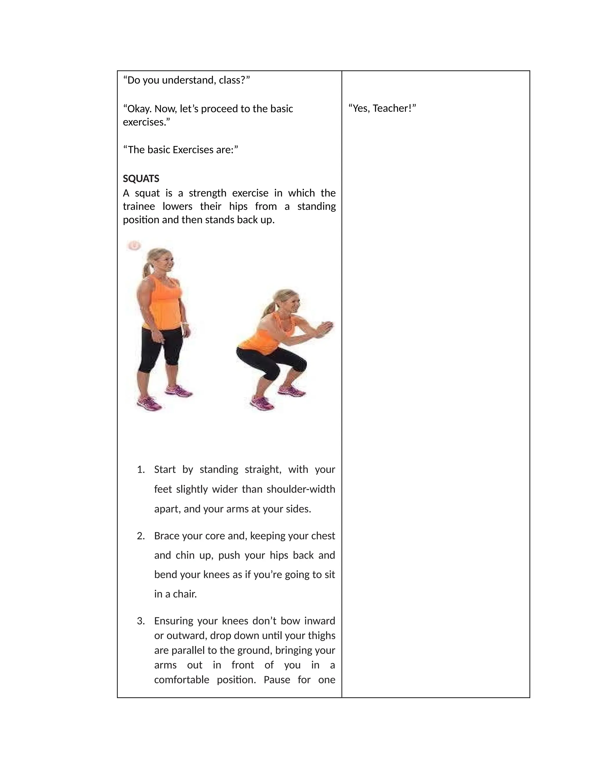 lesson plan Physical Education Exercises | DOCX