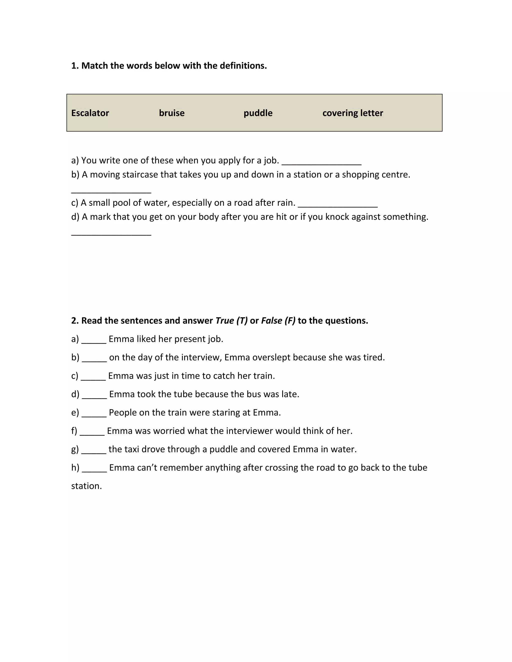 Lesson plan exercises sdl 3º grade | DOCX