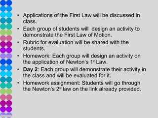 Lesson plan - Newton's first law of motion | PPT