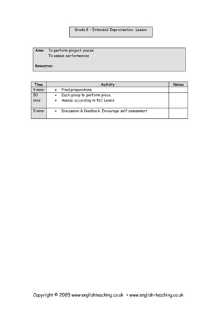 Lessonplanextendedimprovisation[1] grade 8 | DOC