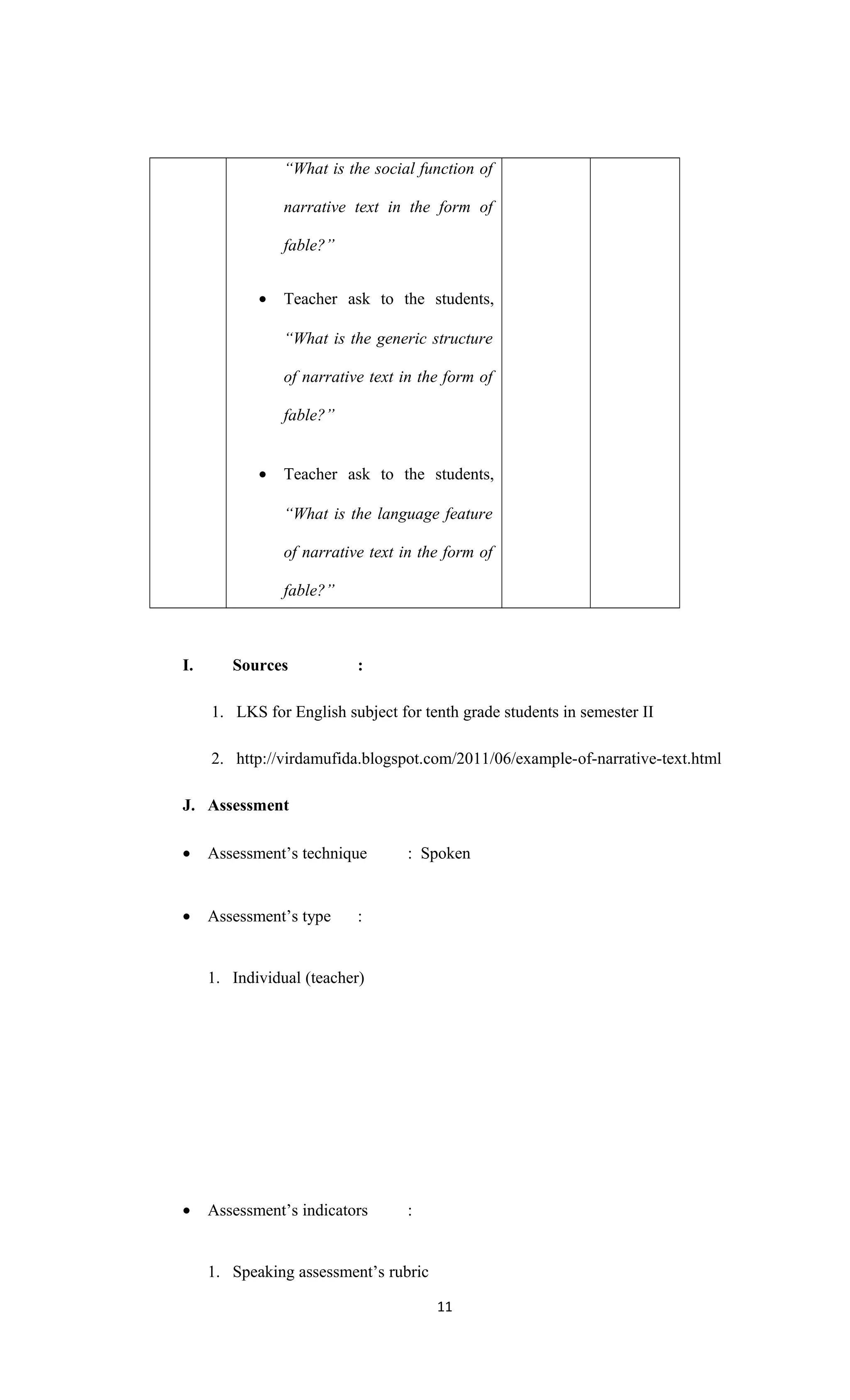 Lesson plan fable | DOC
