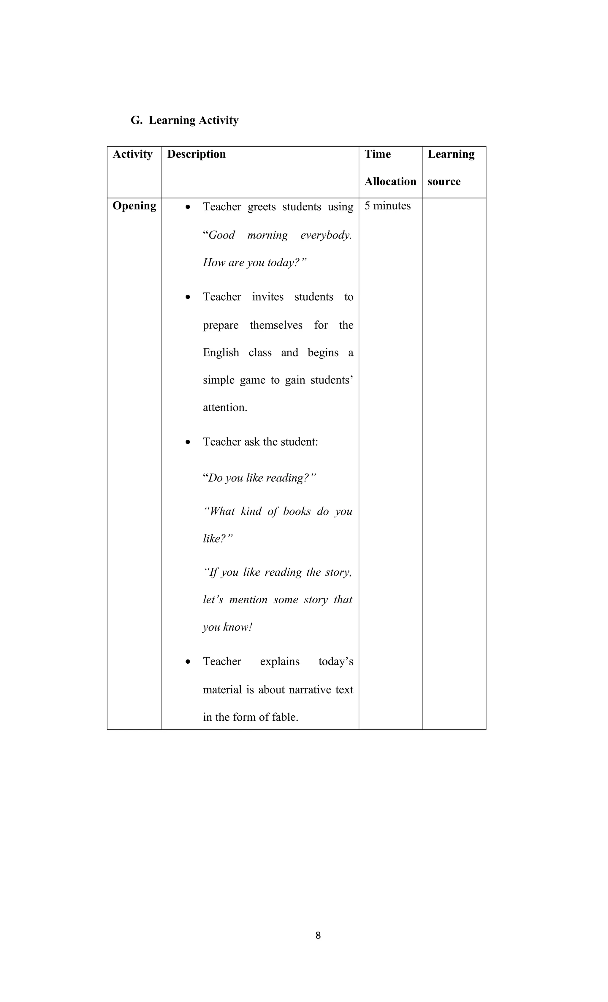 Lesson plan fable | DOC