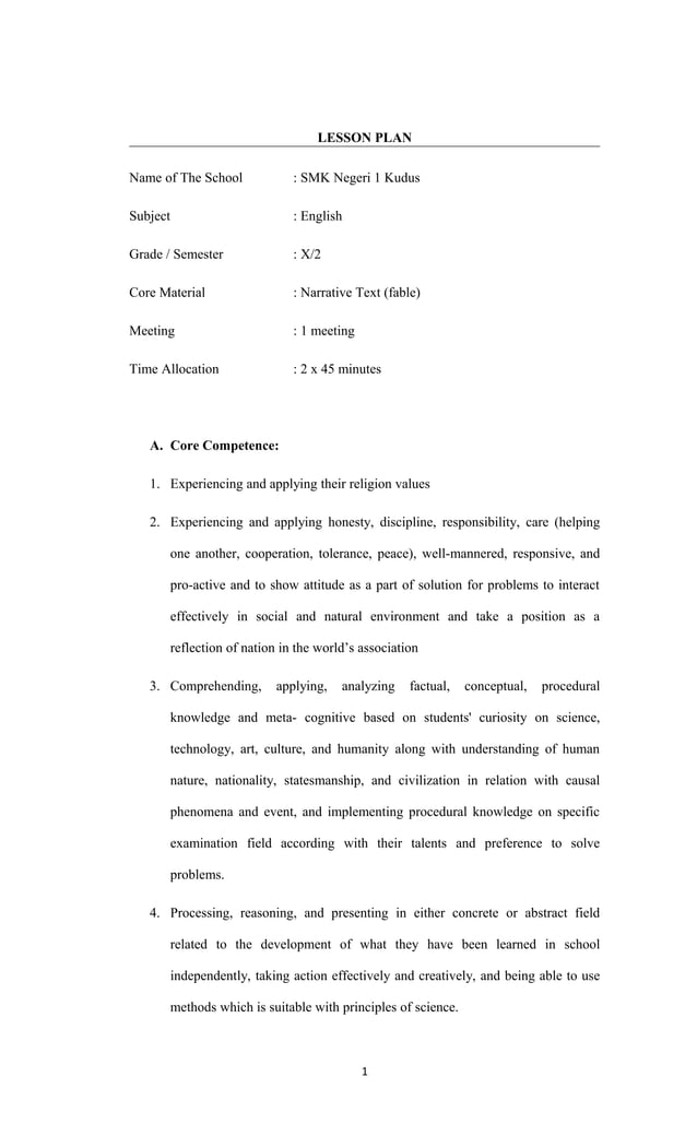 Lesson plan fable | DOC