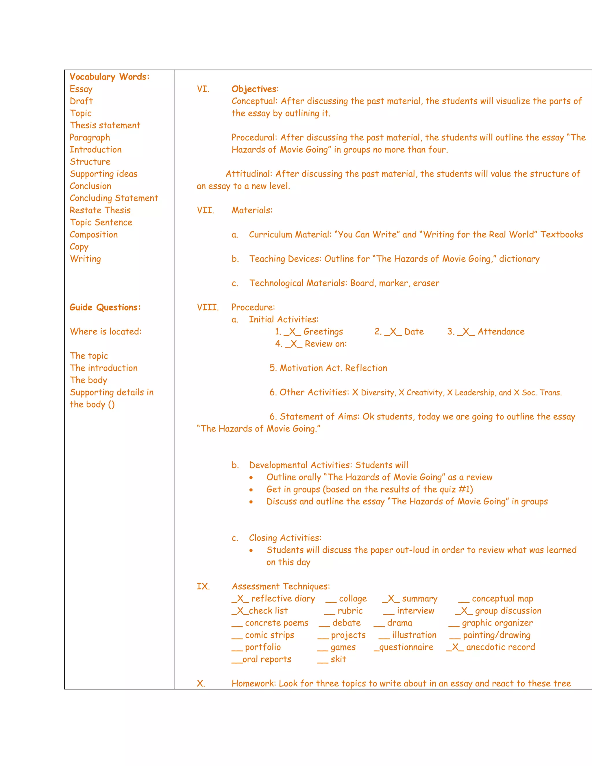 Lesson plan february 22 | PDF