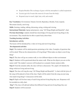 living and nonliving things Lesson plan | DOCX