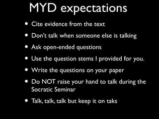 Socratic Seminar example lesson plan | PPT