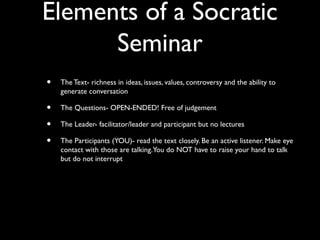 Socratic Seminar example lesson plan | PPT