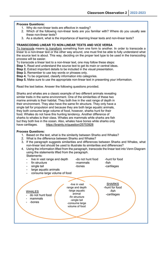 Lesson Plan for English 7-Linear & non-linear text.docx | Technology ...