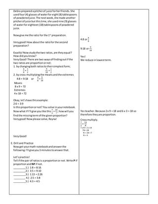 Ratio and Proportion Lesson Plan for Grade 5 | DOCX