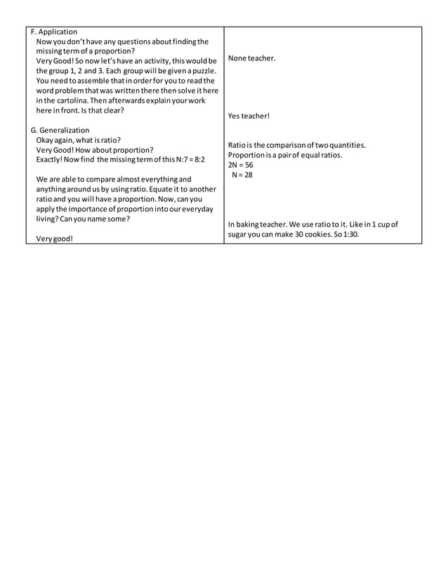Ratio and Proportion Lesson Plan for Grade 5 | DOCX