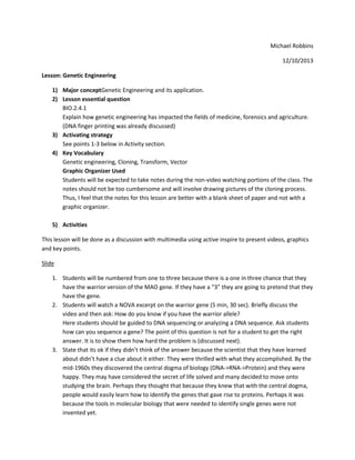 Lesson plan for genetic engineering | PDF