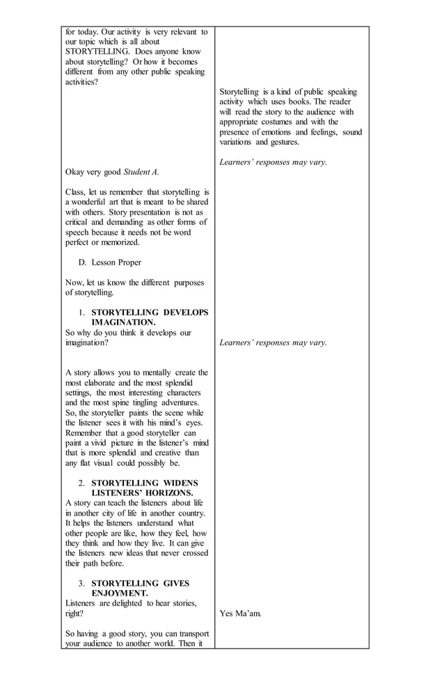 STORYTELLING Lesson Plan | DOCX