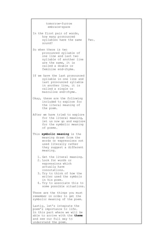 Understanding and Appreciating Poems | DOCX