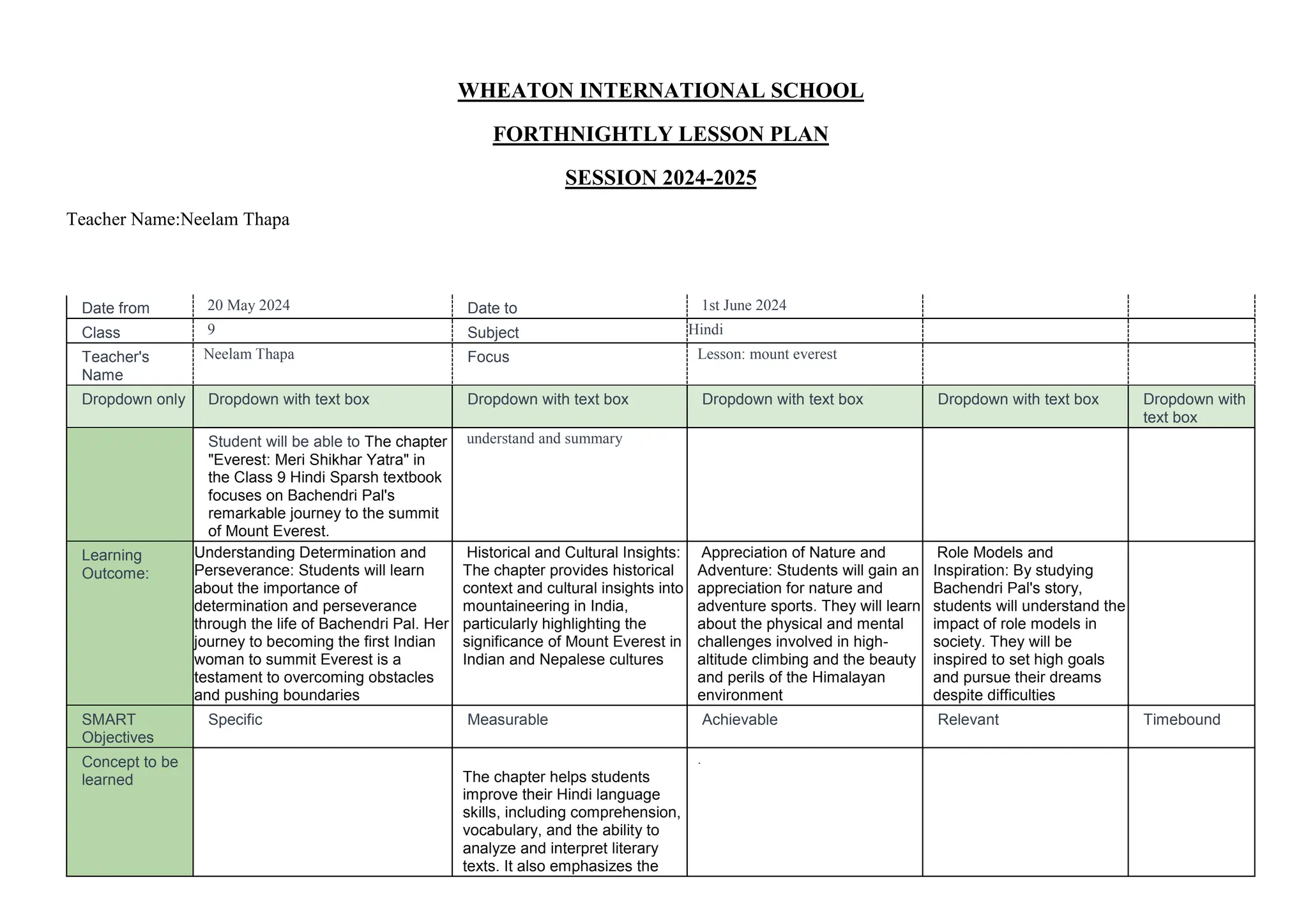 Lesson Plan for Inspection.CBSE lesson plan | PDF