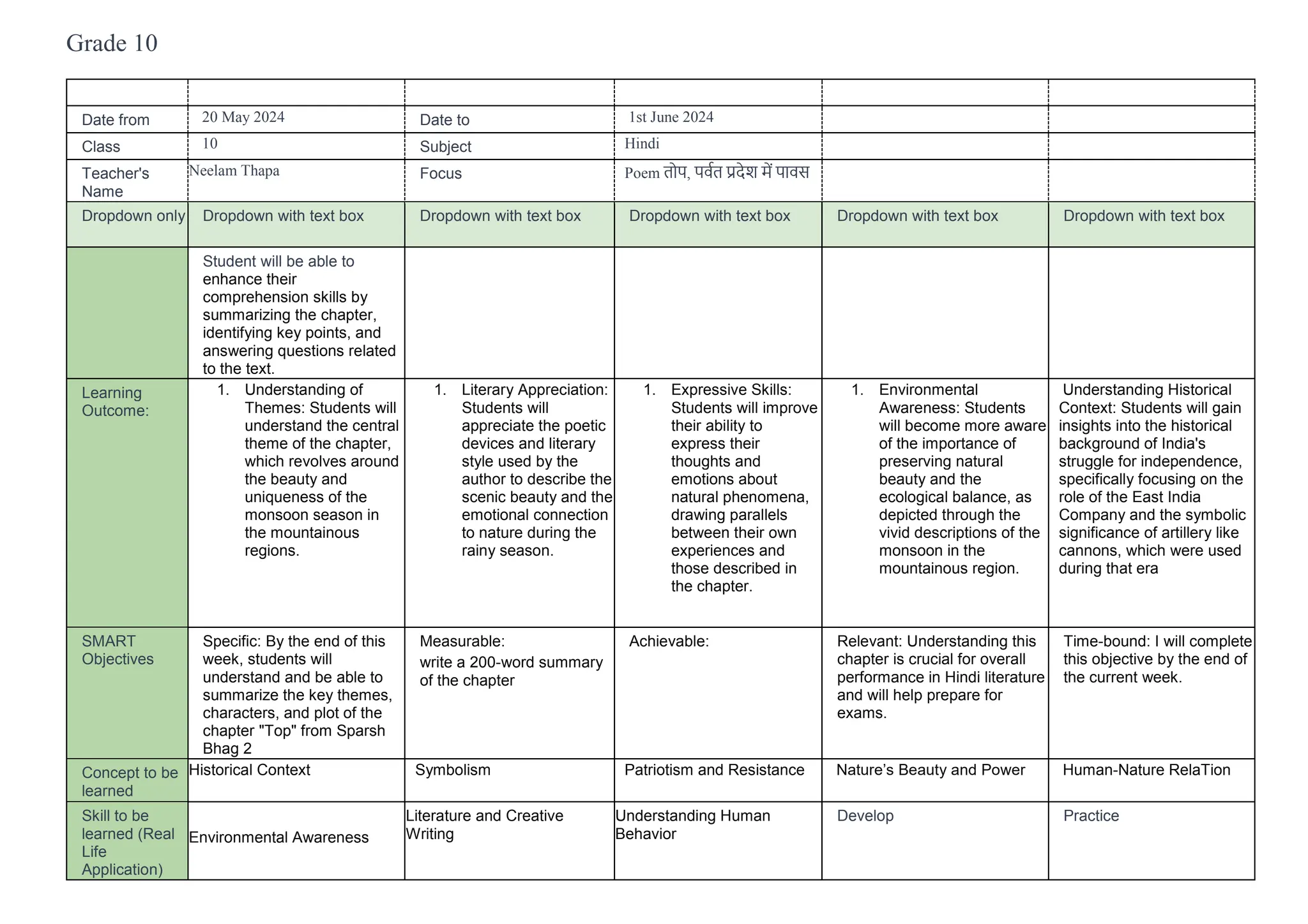 Lesson Plan for Inspection.CBSE lesson plan | PDF