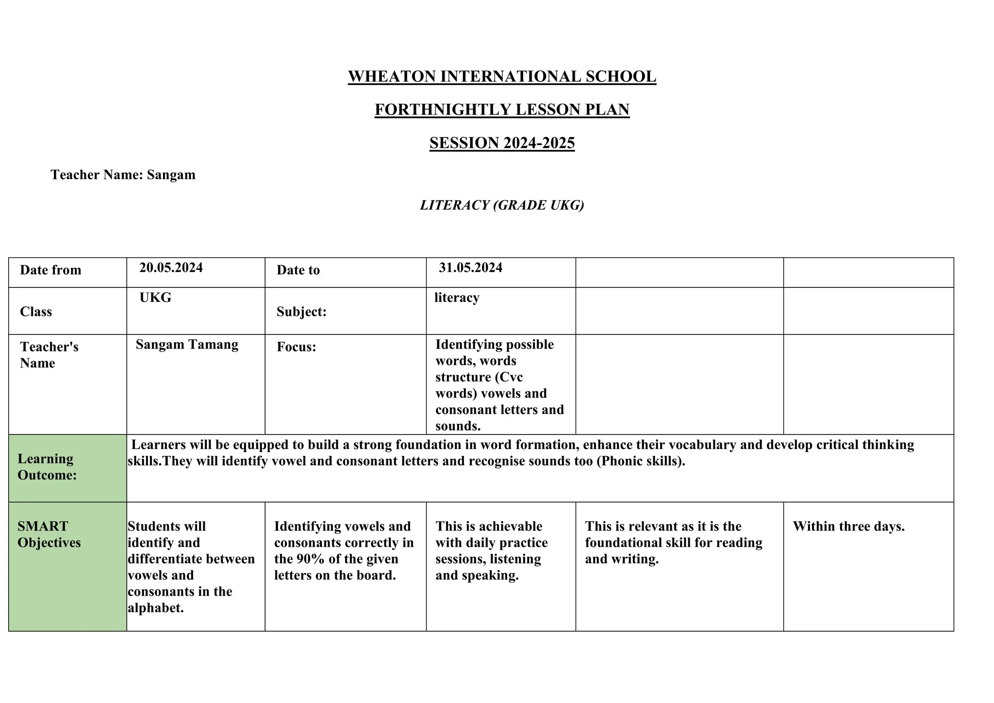 Lesson Plan for Inspection.CBSE lesson plan | PDF