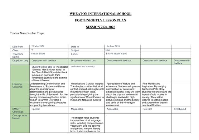 Lesson Plan for Inspection.CBSE lesson plan | PDF