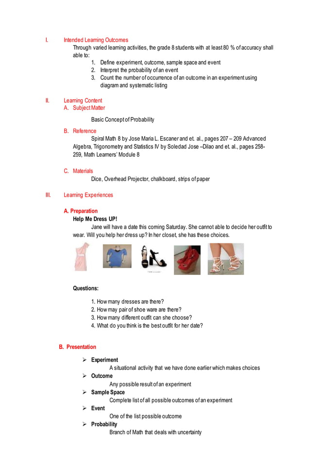Semi-detailed Lesson Plan in Probabilty | DOCX