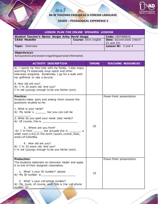 Lesson plan format second week | DOCX