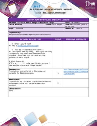 Lesson plan format second week | DOCX