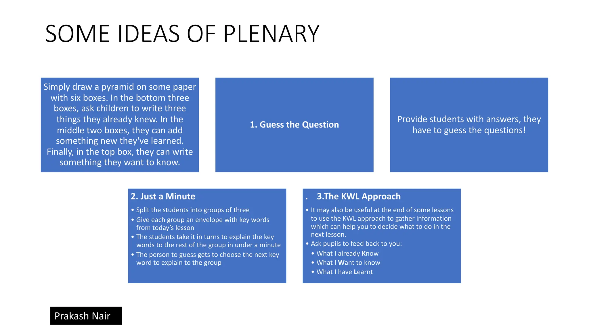 Lesson Plan for Effective lesson plenary -Prakash .A. Nair | PDF
