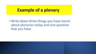 Lesson Plan for Effective lesson plenary -Prakash .A. Nair | PDF