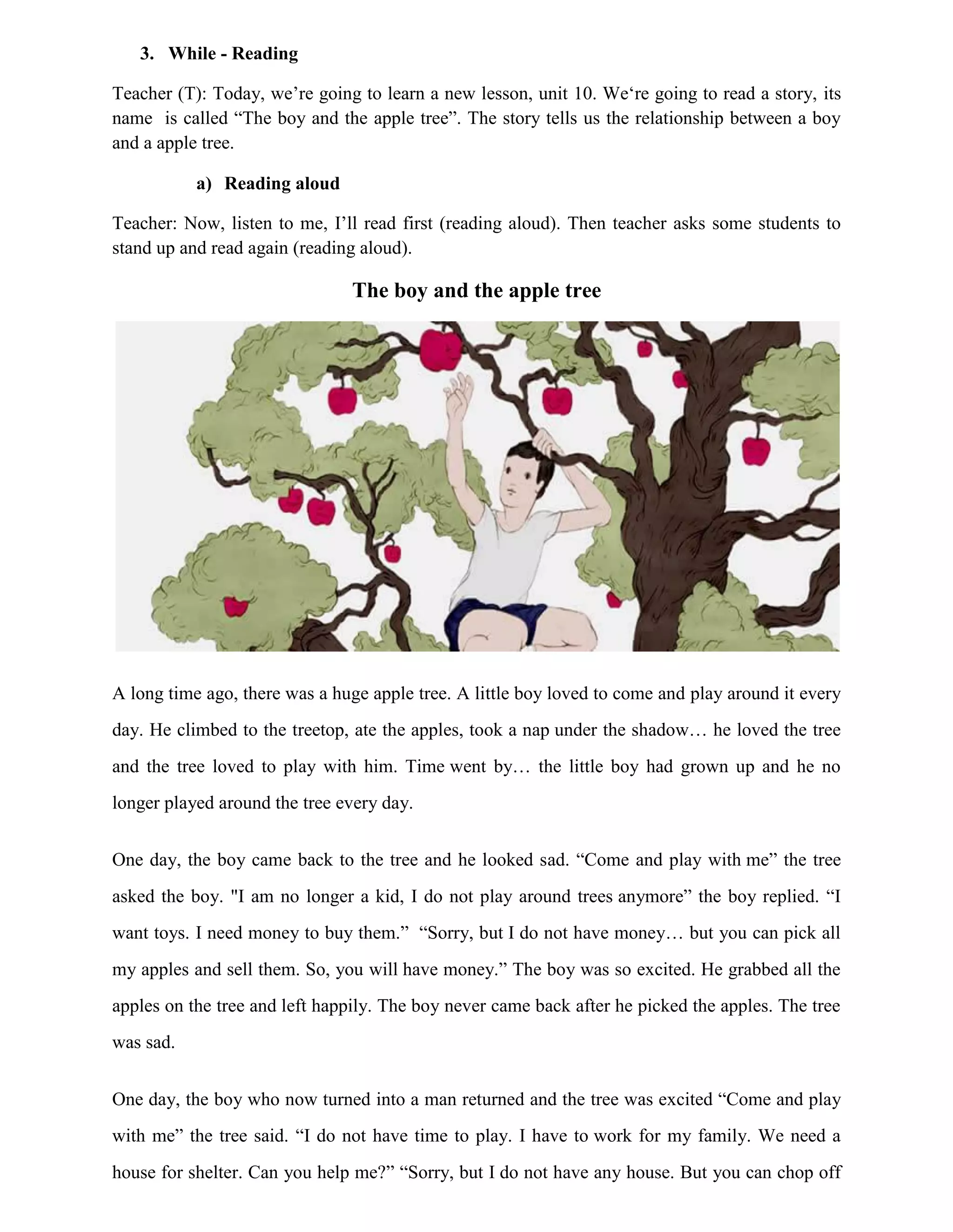 Lesson plan for reading (Teaching practice) | PDF