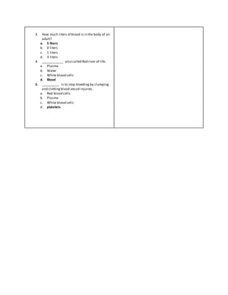 Semi Lesson plan for Grade 6 Topic: The Human Blood | DOCX