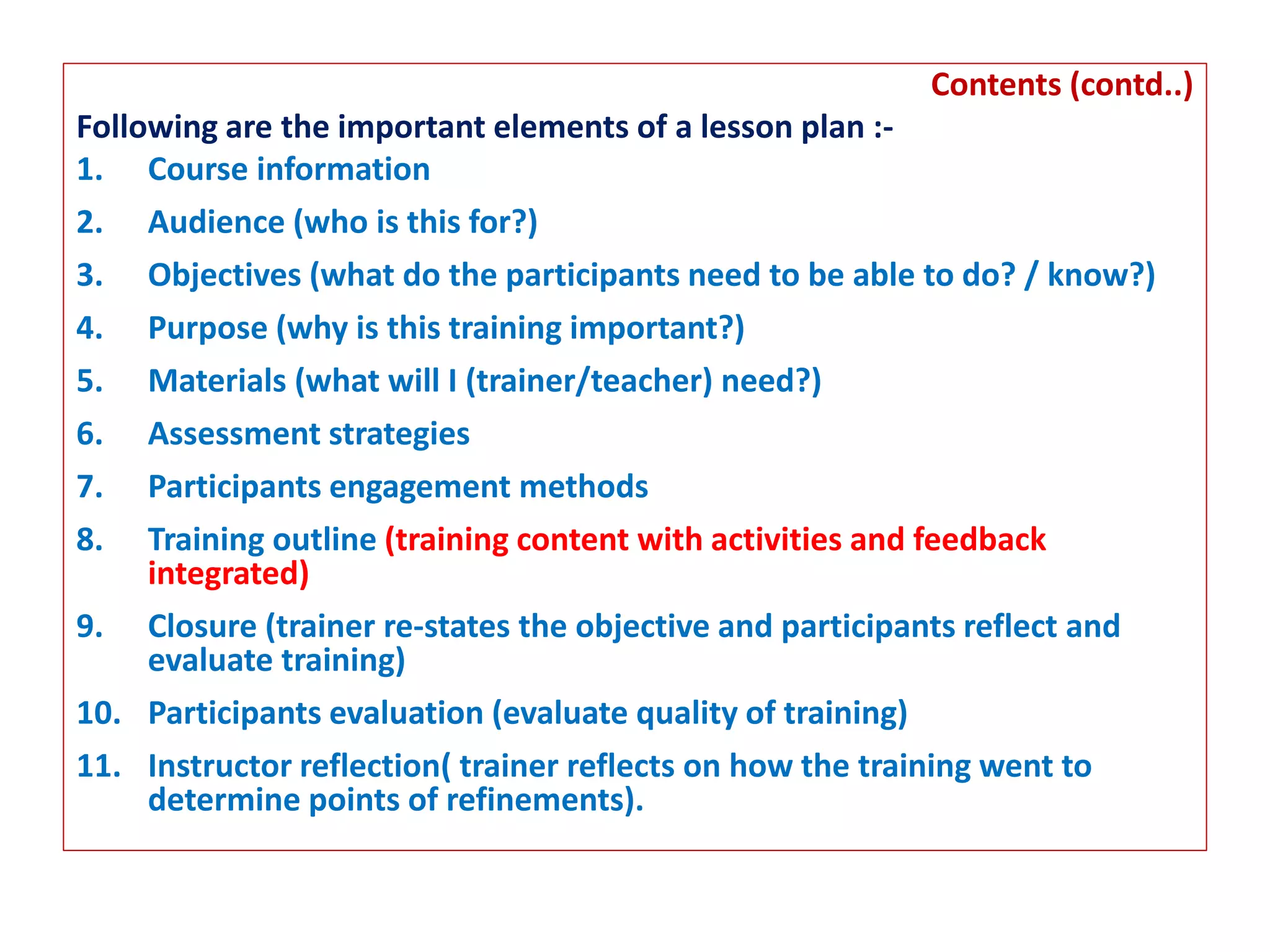 Lesson plan for training | PPTX