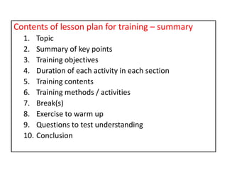 Lesson plan for training | PPTX
