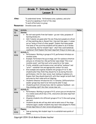 Lesson plan for year 7 | DOC