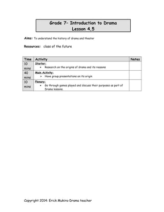 Lesson plan for year 7 | DOC