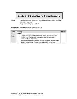 Lesson plan for year 7 | DOC