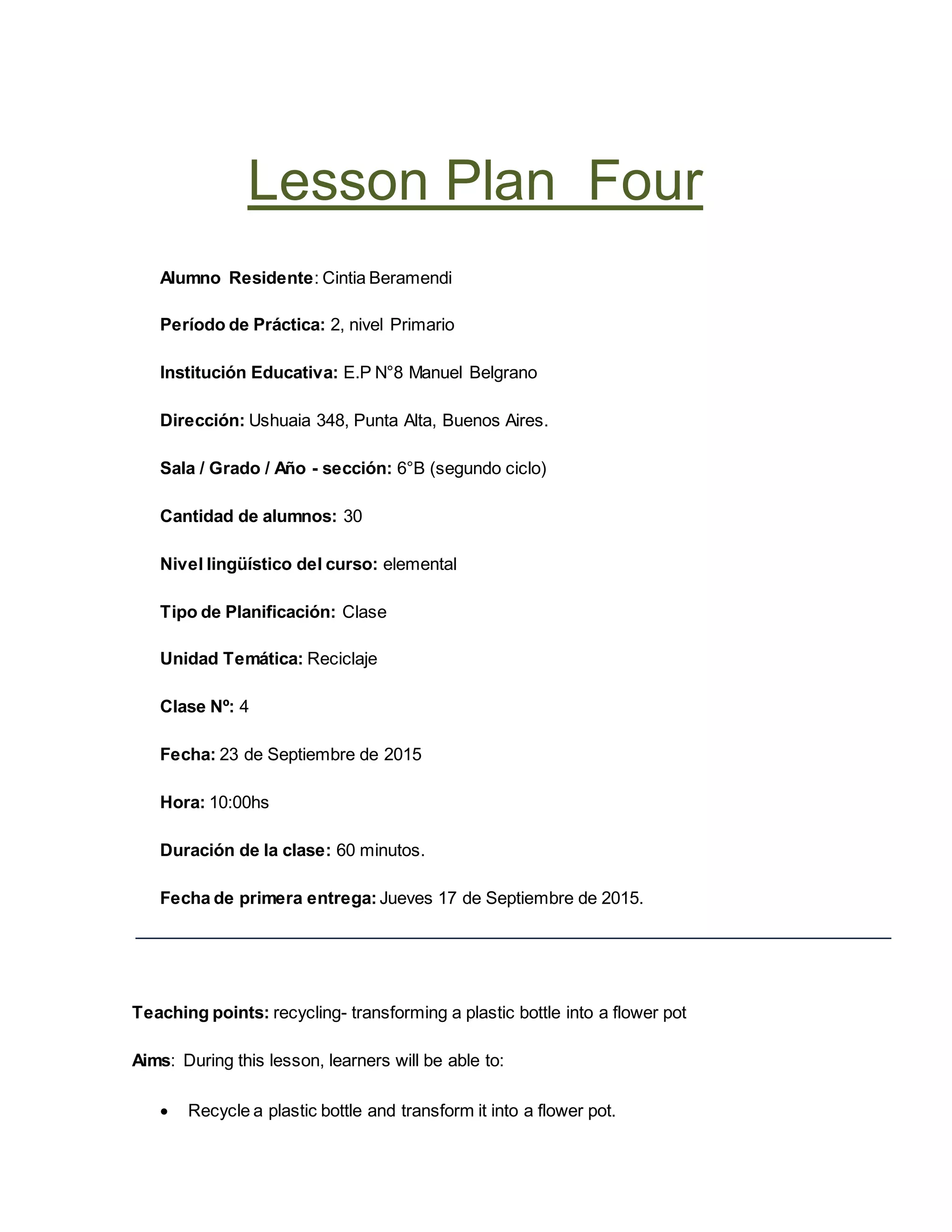 Lesson plan four | DOCX | Gardening | Home & Garden