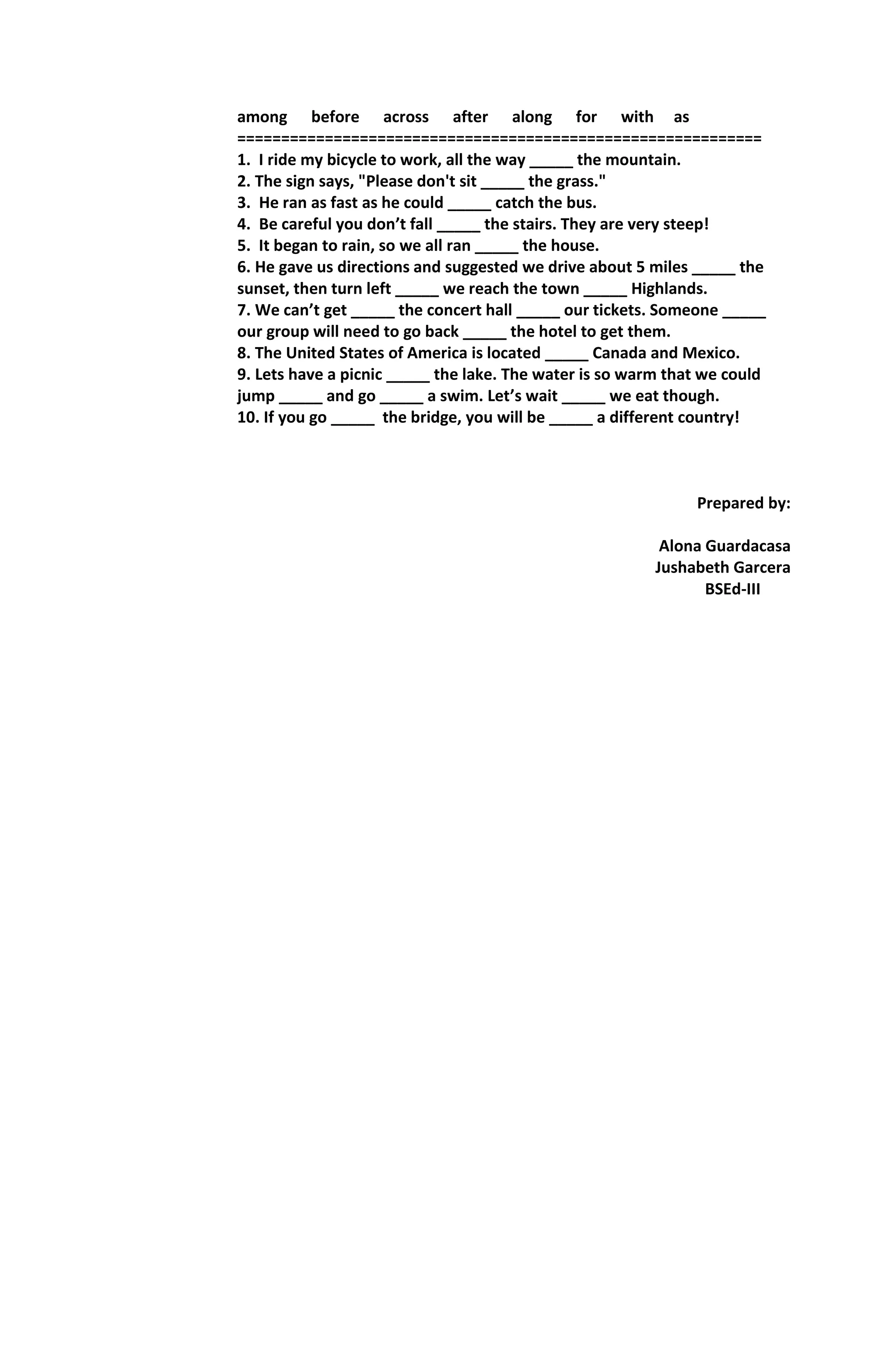 Lesson plan for preposition | DOCX