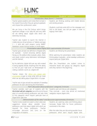 Lesson plan future professions and digital skills | PDF