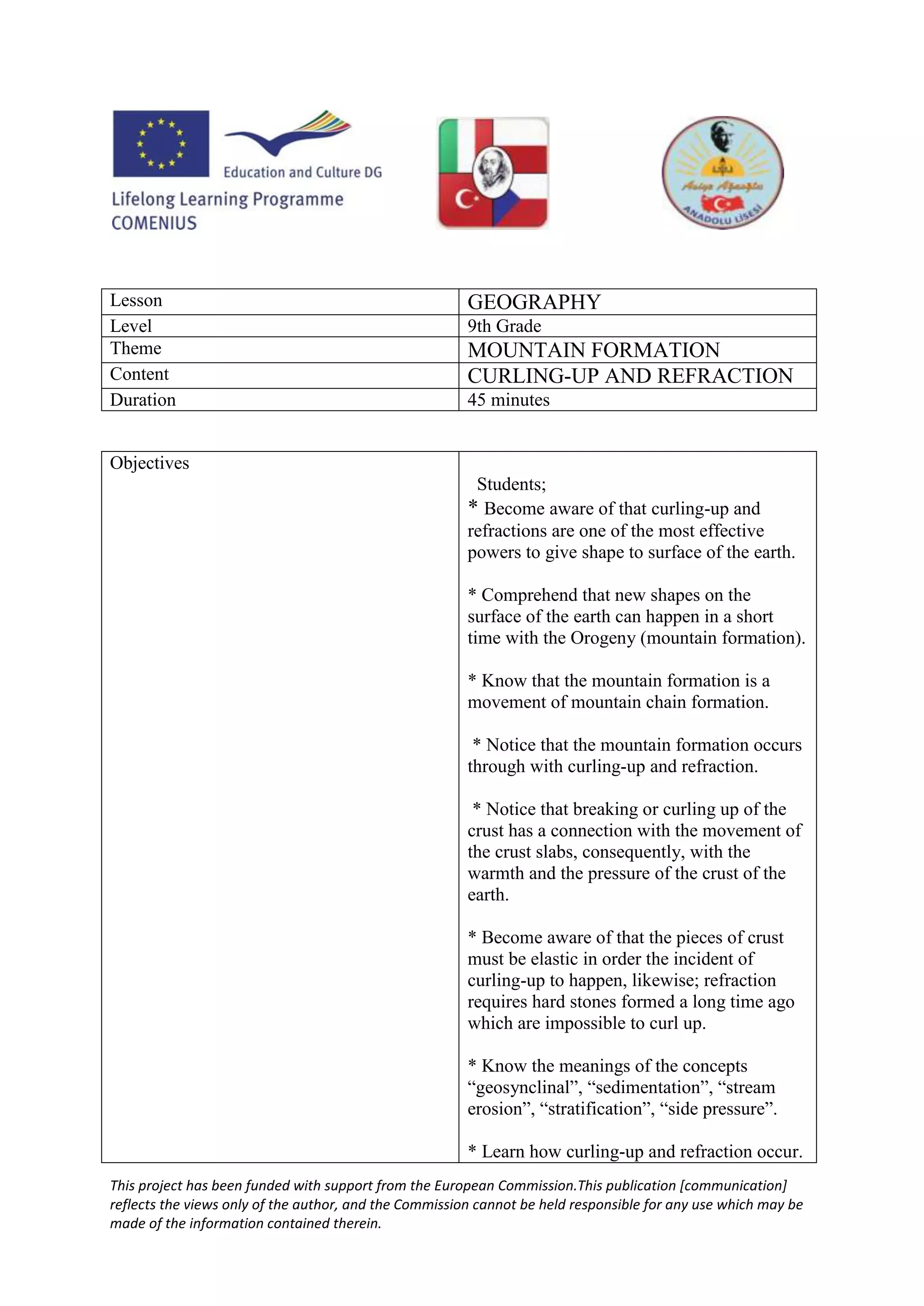 Lesson plan Geography Turkey | DOCX