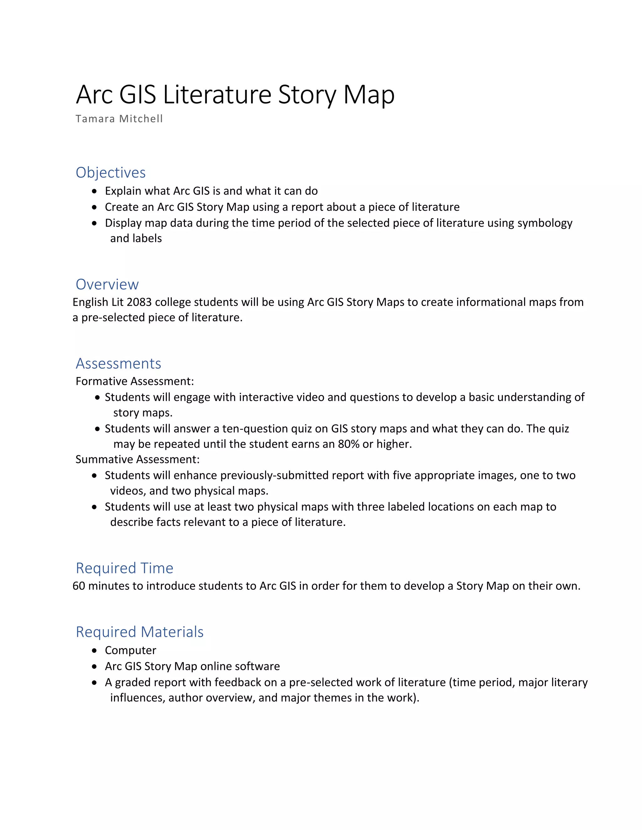 Arc GIS Literature Story Map | PDF