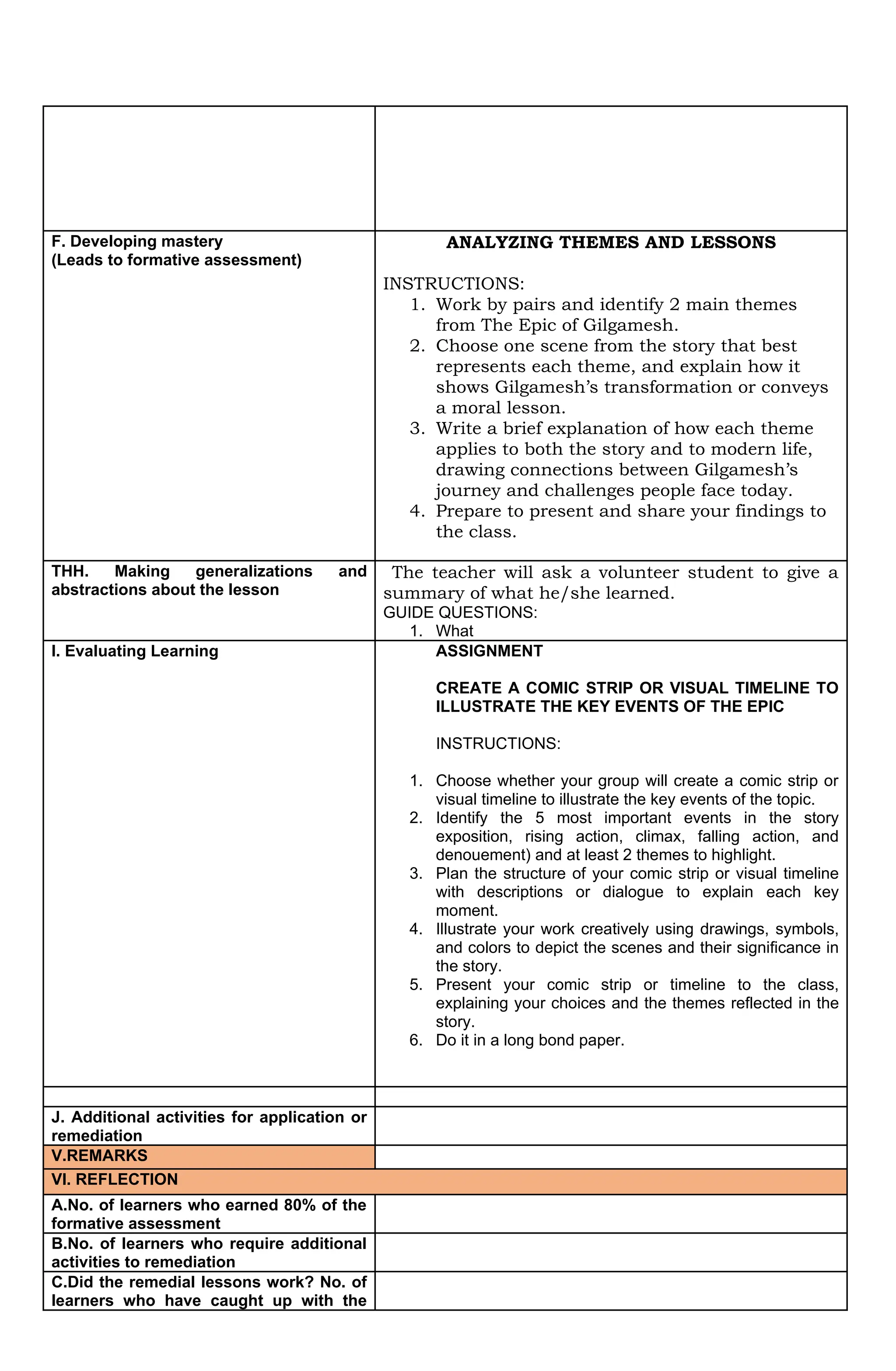 LESSON PLAN GILGAMESH .............................. | DOCX