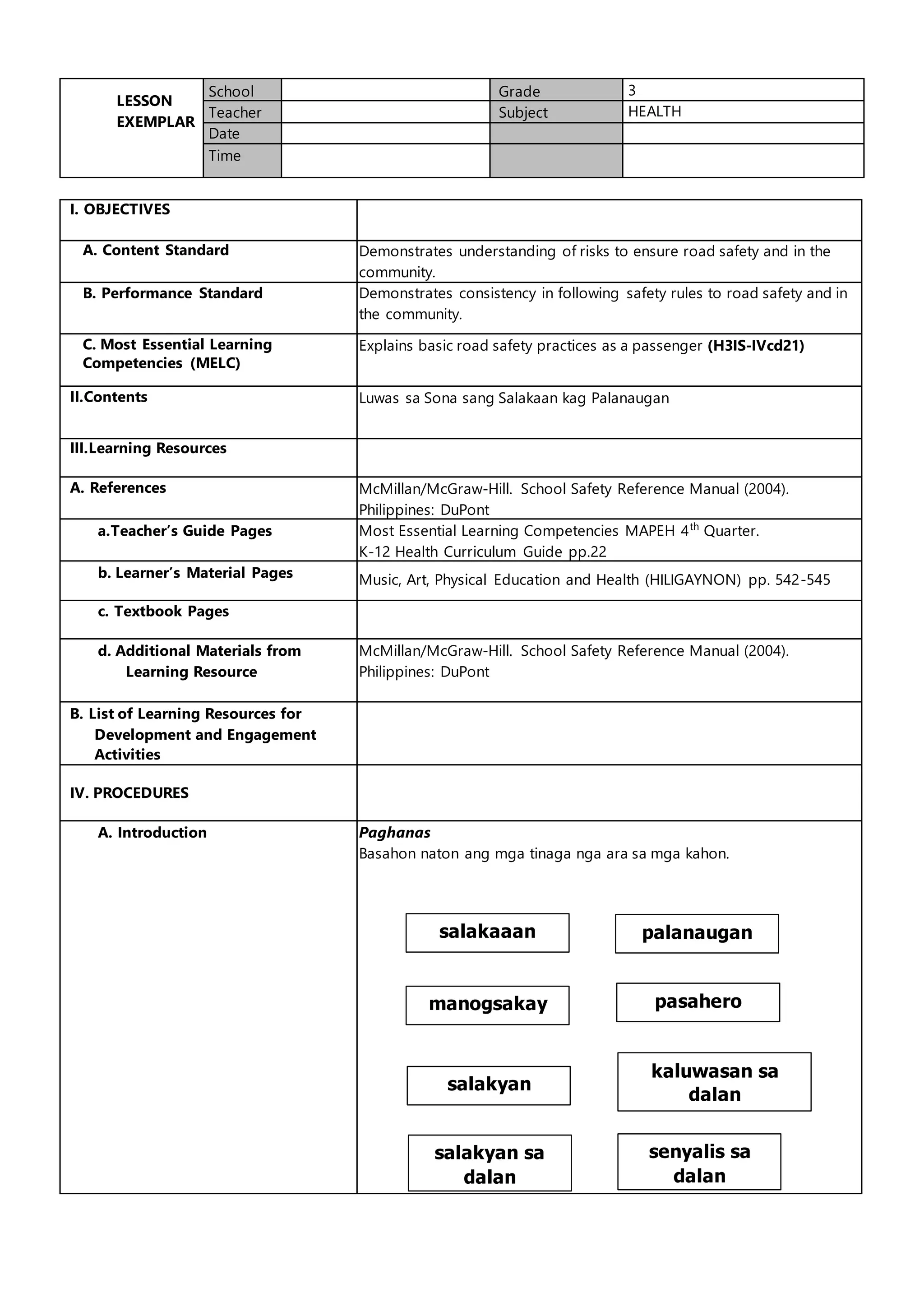Lesson Plan Grade 4 Health.docx