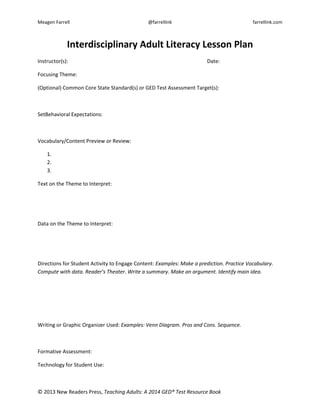 Lesson Plan Handout and Template: Education Pays | PDF