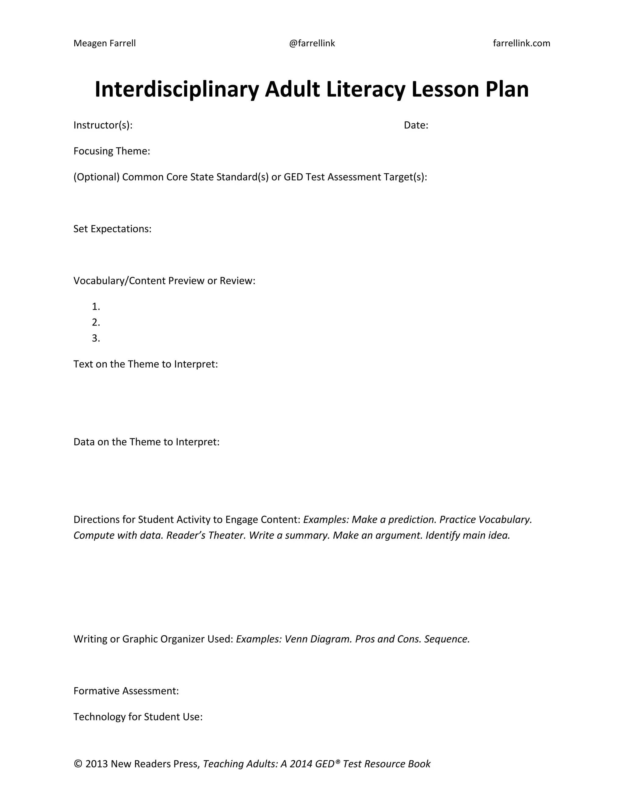 Lesson Plan Handout and Template: Orange You Glad? (Math) | DOCX