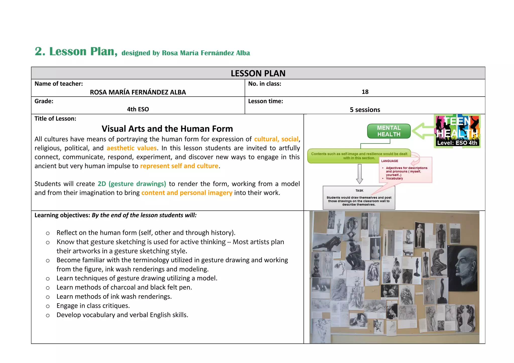 Lesson Plan Human Form Rosa Fernandez | PPT