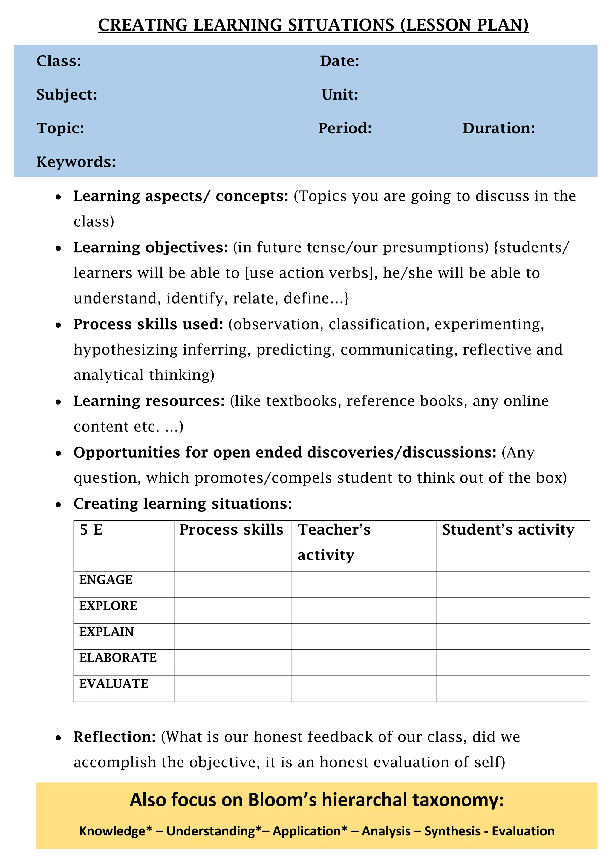 IDEAL LESSON PLAN | PDF