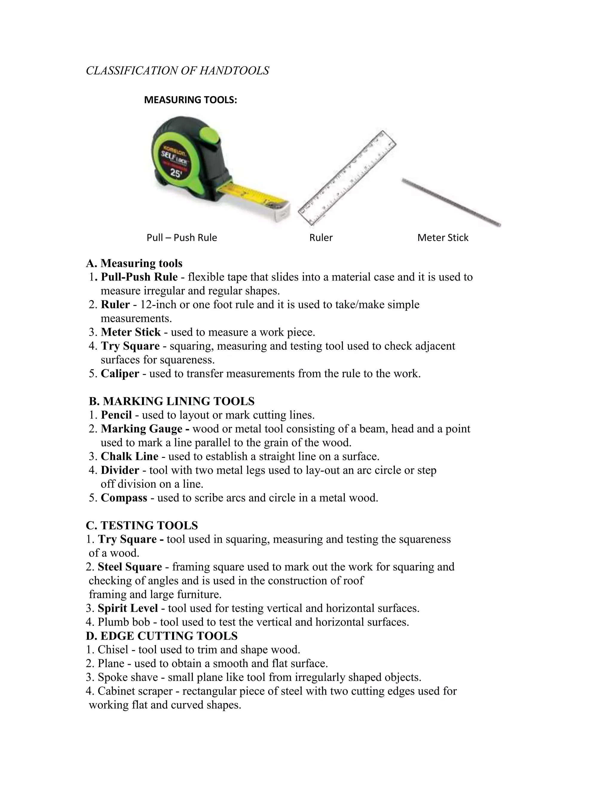 Lesson plan in carpentry tools | DOC