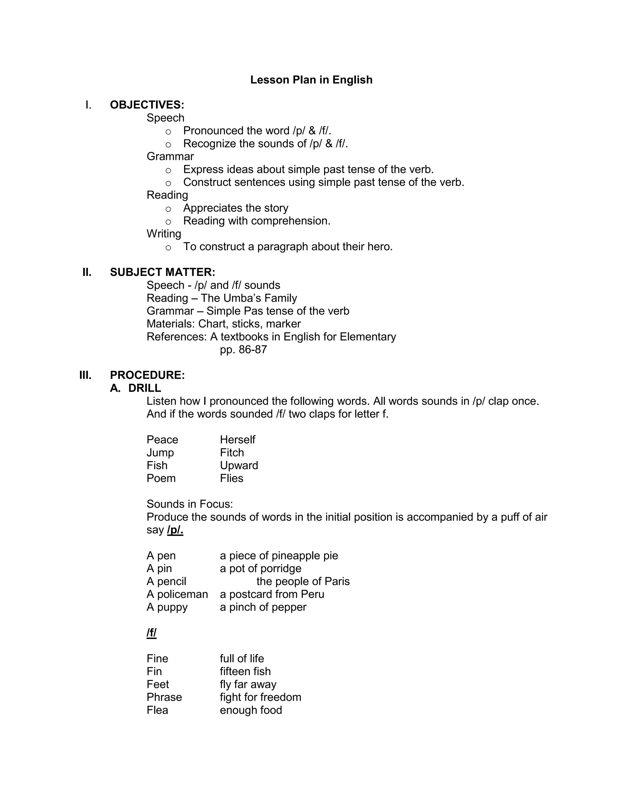 Lesson Plan in English 2 by Emilyn Ragasa | PDF