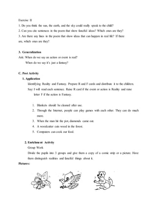 Lesson Plan in English 2 (REALITY/FANTASY) | DOCX