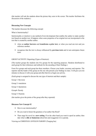 Lesson plan in intertext | PDF